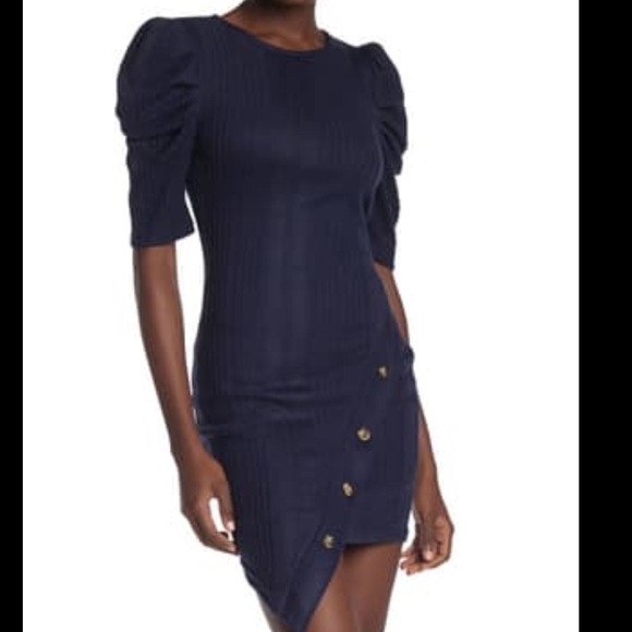 Dresses | Max And Ash Navy Blue Dress With Puff Sleeves And Buttons ...